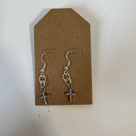 Hannah's Handcrafted Goods | Jewelry | Handassembled Mini Dainty Cross Silver Earrings With Tiny ...